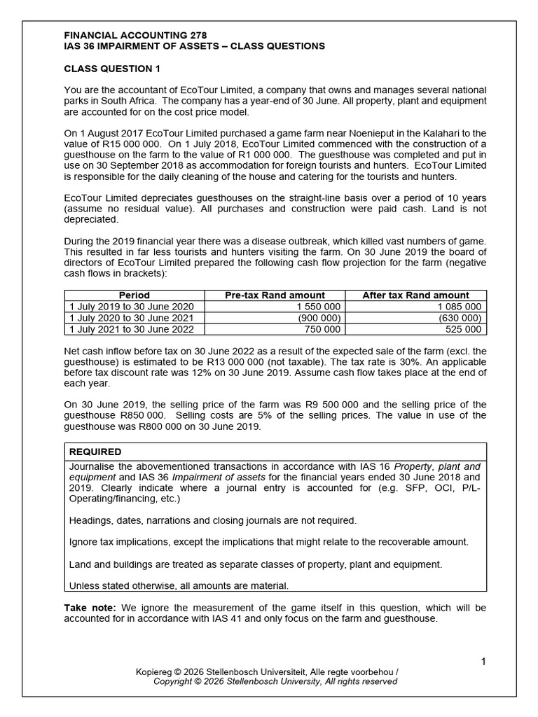 1.1 IAS 36 - Class Questions 2026 | PDF | Depreciation | Fixed Asset