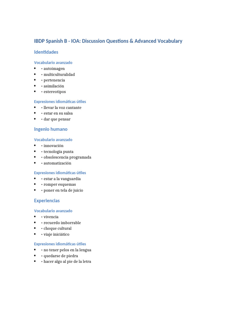 IBDP Spanish B | PDF