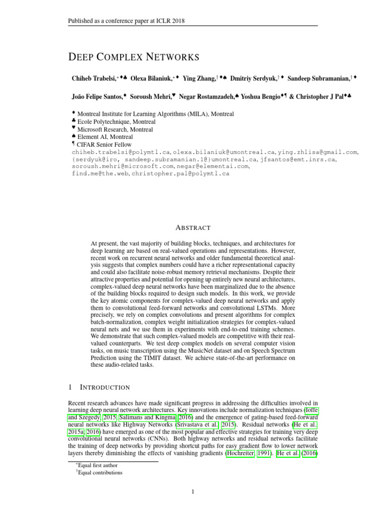 1172 Deep Complex Networks | PDF | Deep Learning | Convolution