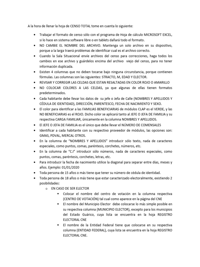 Especificaciones Manejo Censos Clap | PDF | Votación | Informática