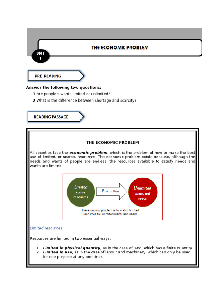 The Economic Problem | PDF | Opportunity Cost | Economies