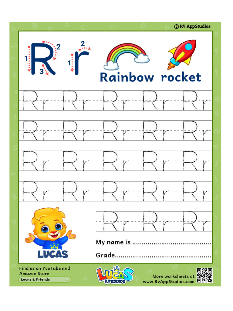 261 Free Printable Worksheets For Kids Alphabet Letter RR Tracing | PDF