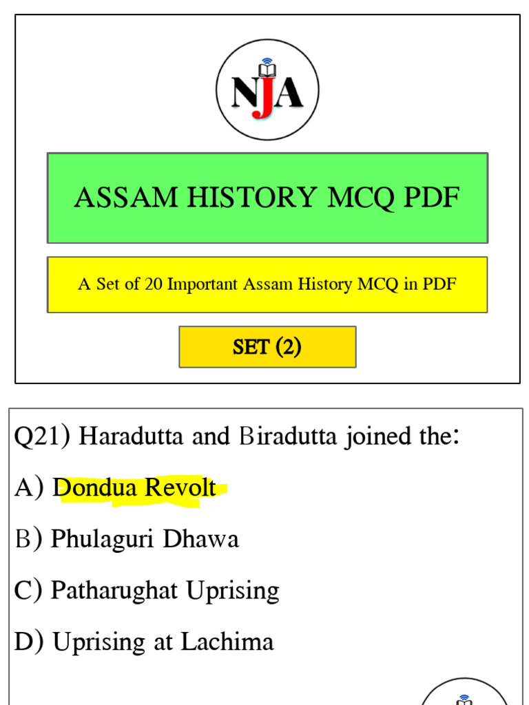 Assam History MCQ PDF Set 2 | PDF