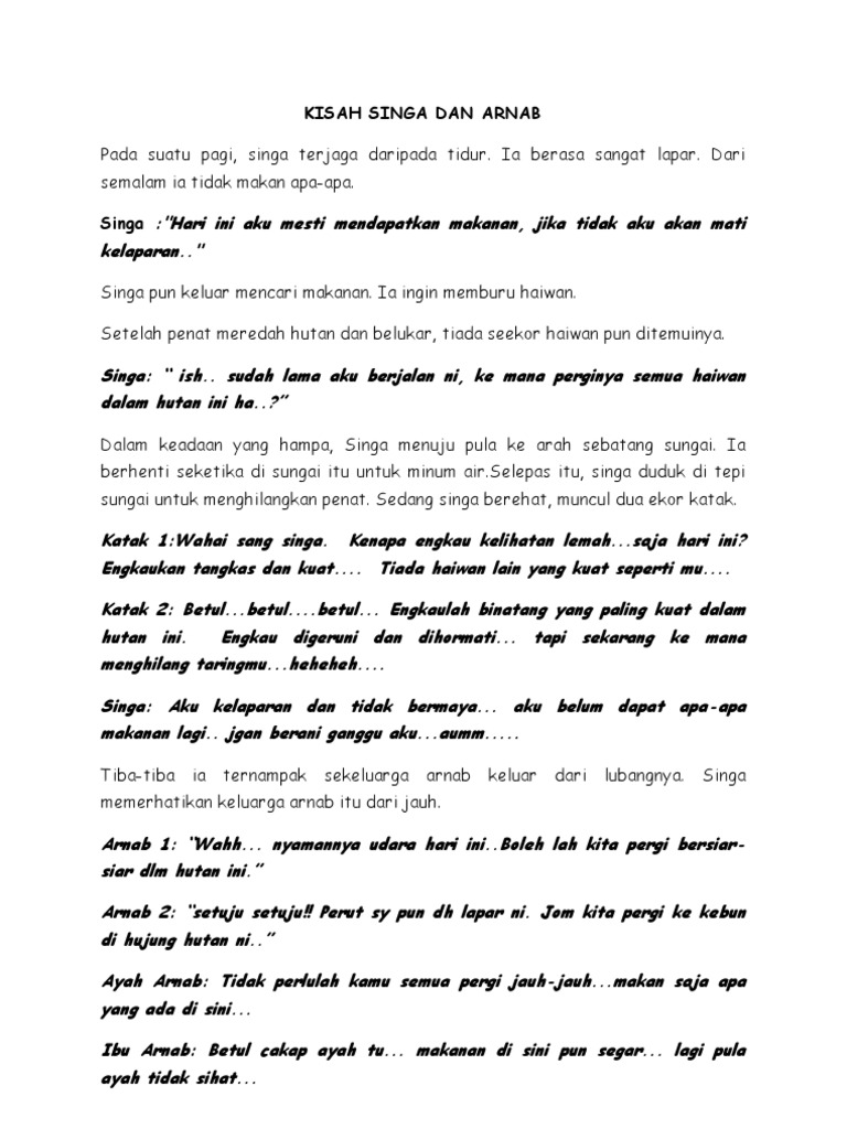 Kisah Singa Dan Arnab | PDF