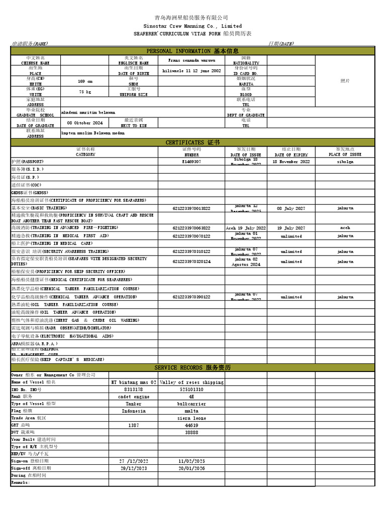CV Frans Senanda Waruwu-2 | PDF