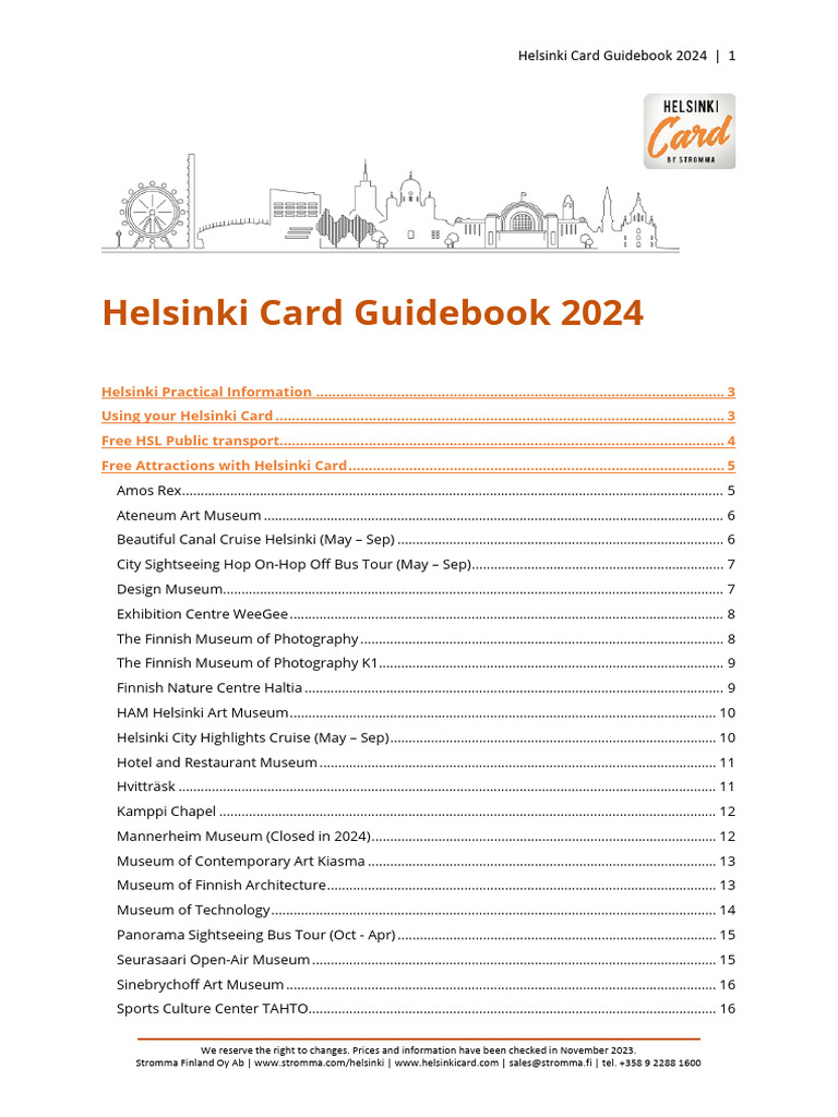 Helsinki Card Guidebook | PDF | Helsinki | Public Transport