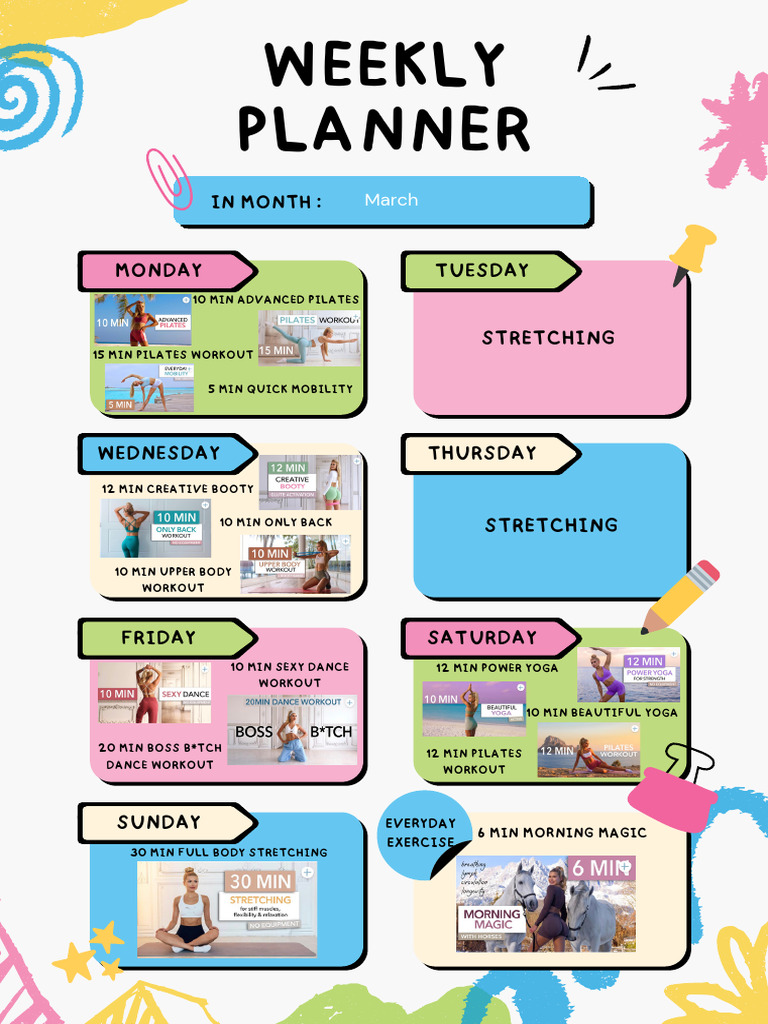 Colorful Creative Doodle Weekly Planner | PDF