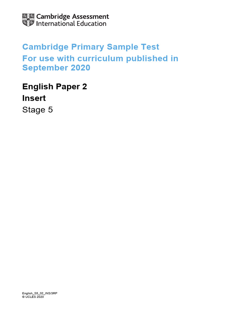 Cambridge Primary Sample Test Year 5 Paper 2 | PDF | Linguistics