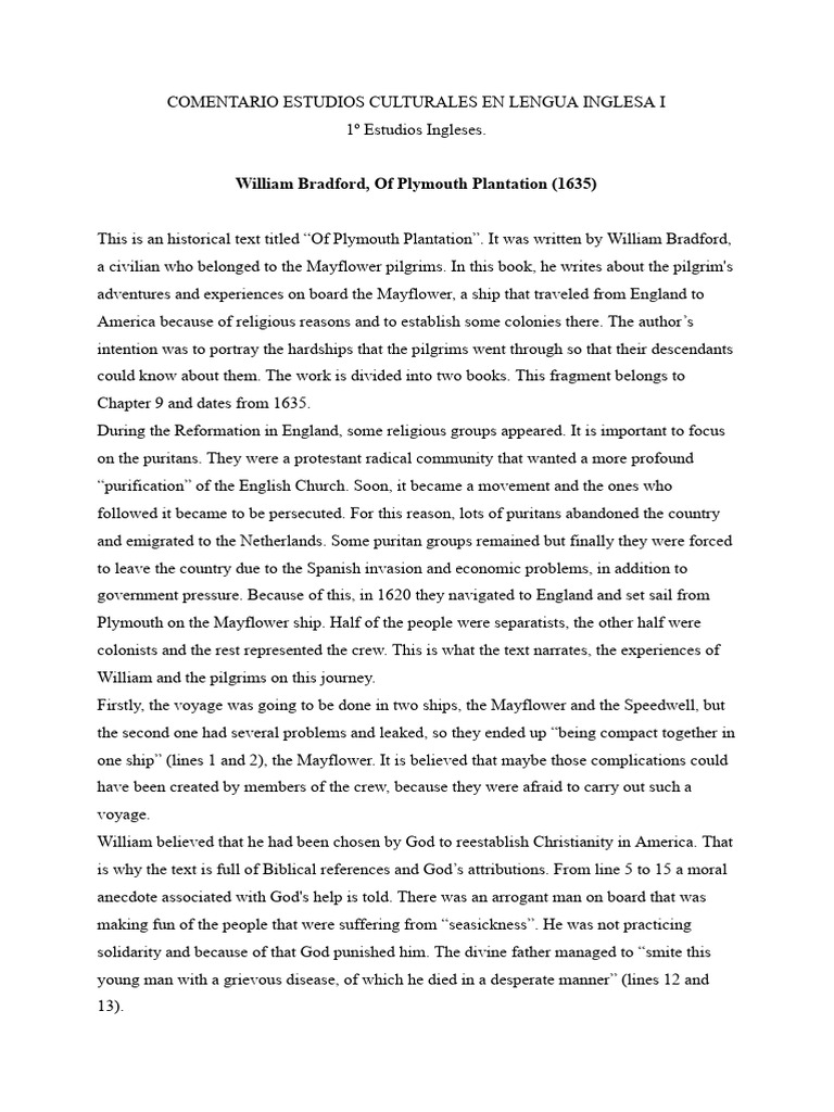 Plymouth Plantation | PDF | Plymouth Colony