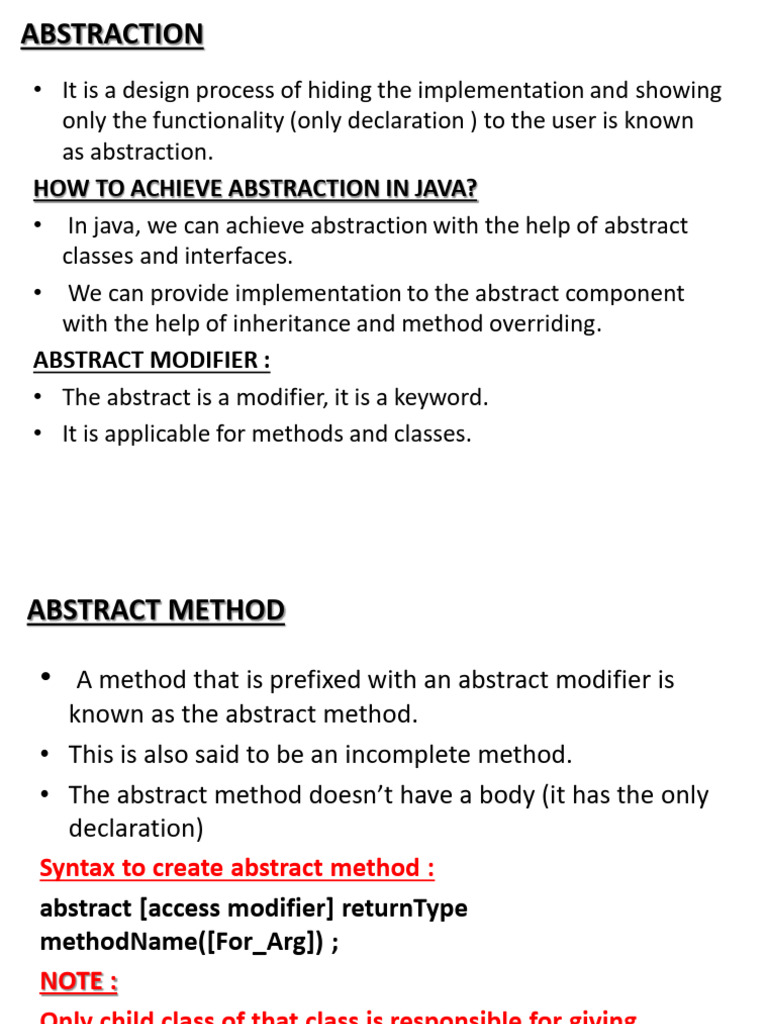 Abstraction | PDF | Inheritance (Object Oriented Programming) | Method ...