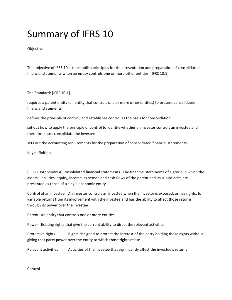 Summary of IFRS 10 | Download Free PDF | International Financial ...