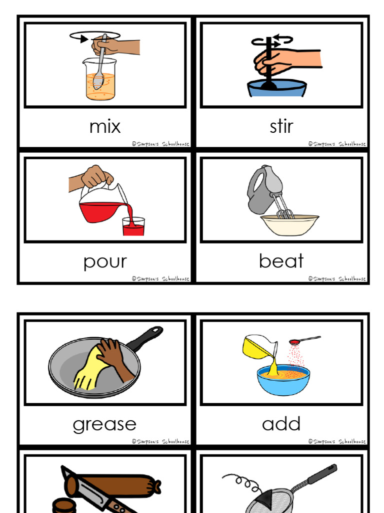 Cooking Verbs Word Wall Cards | PDF