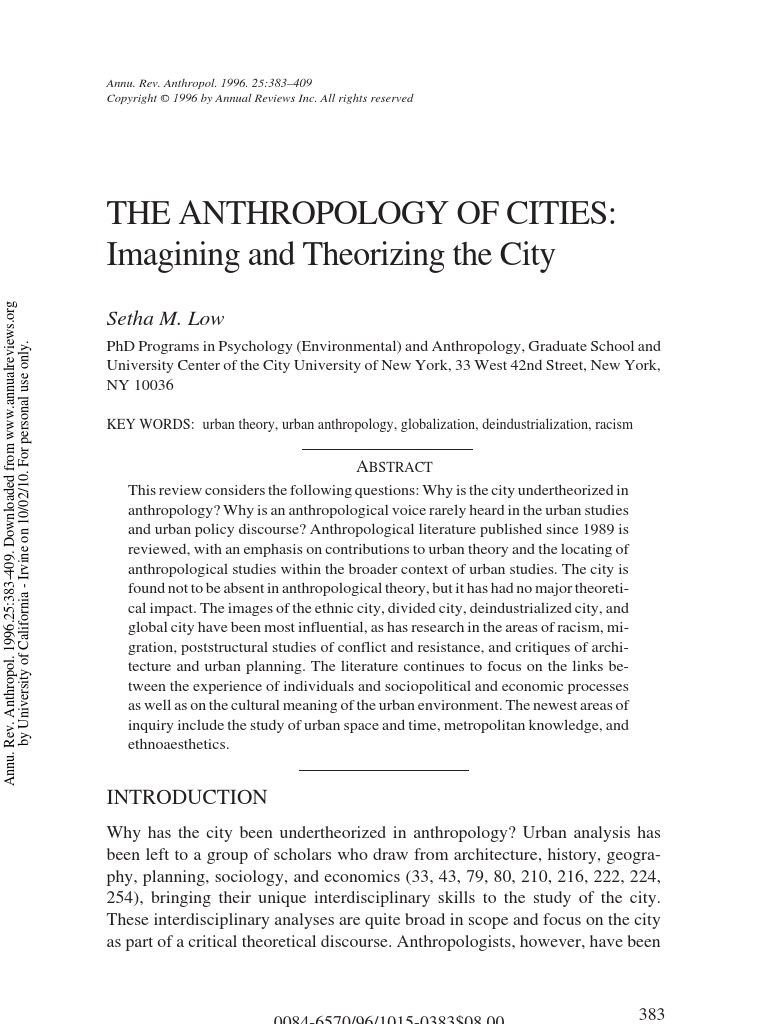 Anthropology of Cities | PDF | Anthropology | Ethnography