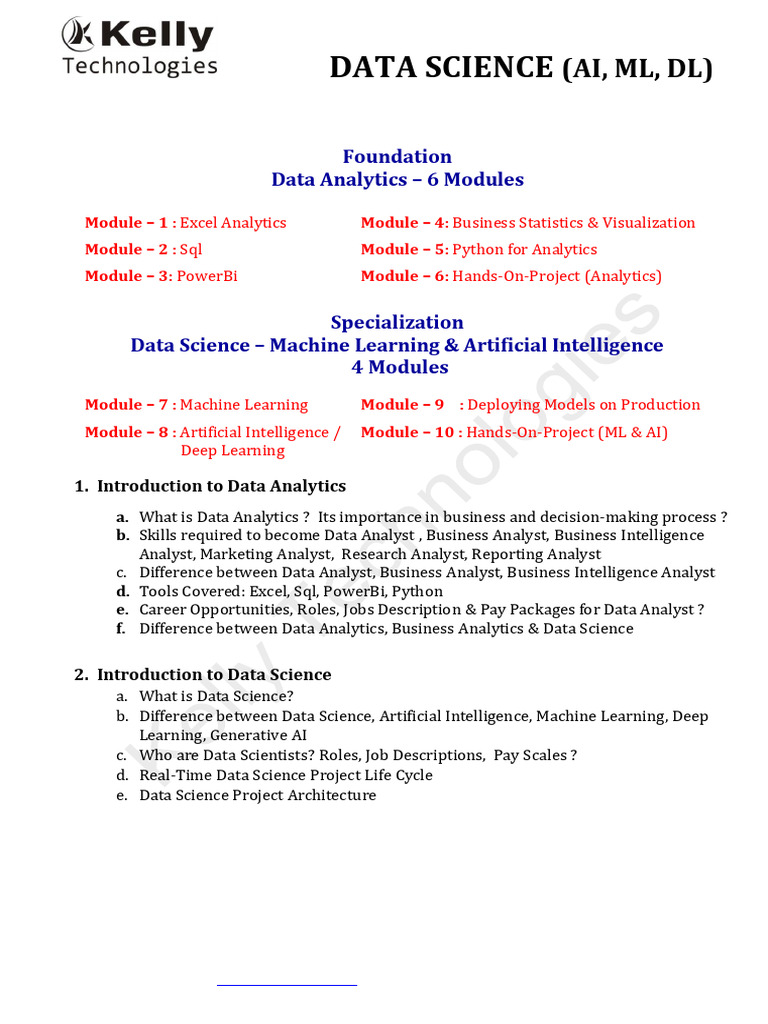 Data-Science AI ML DL Classroom-Training Kelly-Technologies ...