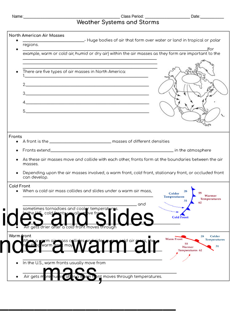 Weather Systems Student Note Sheet | PDF | Storms | Vortices