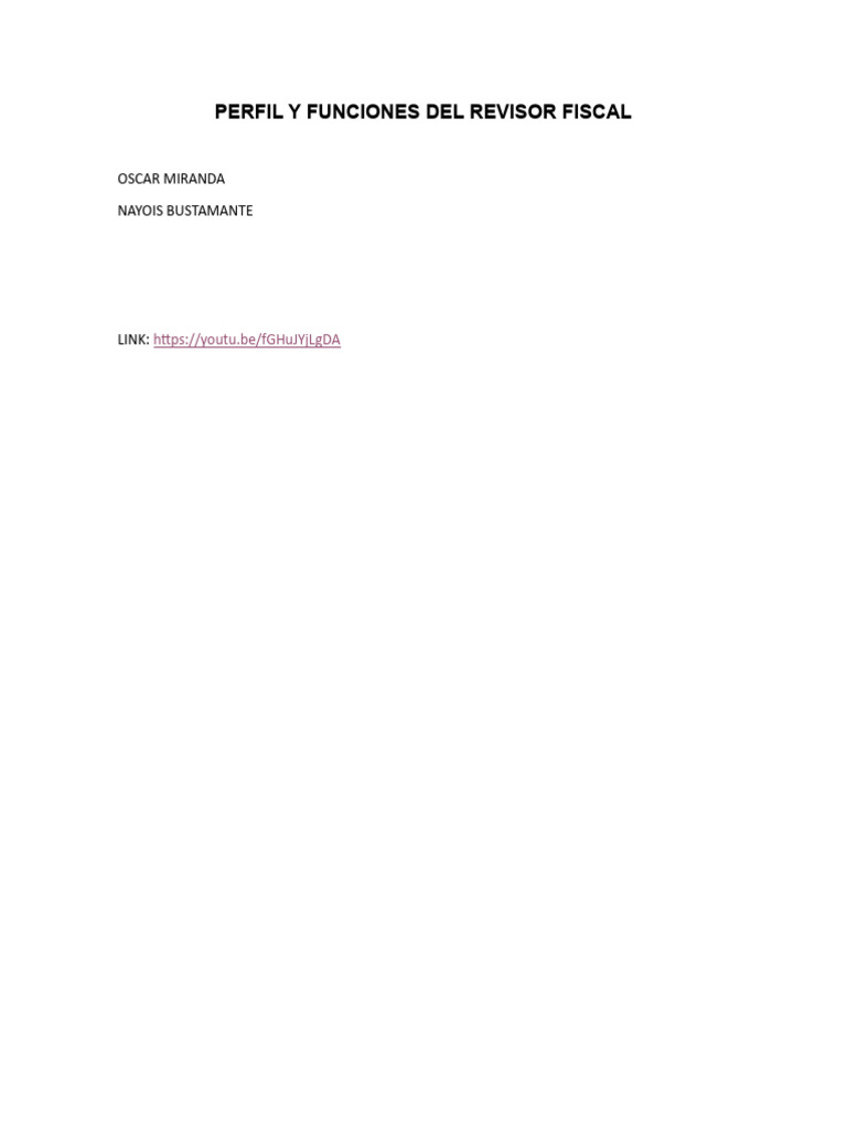 Perfil y Funciones Del Revisor Fiscal | PDF