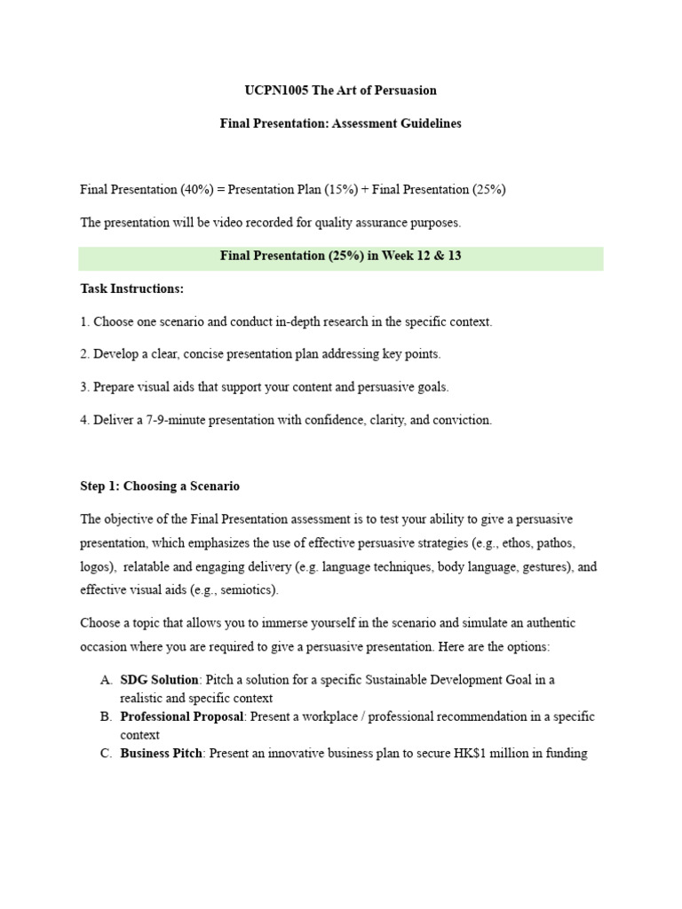 01 (AP) Assessment Guidelines - Final Presentation | PDF | Artificial ...