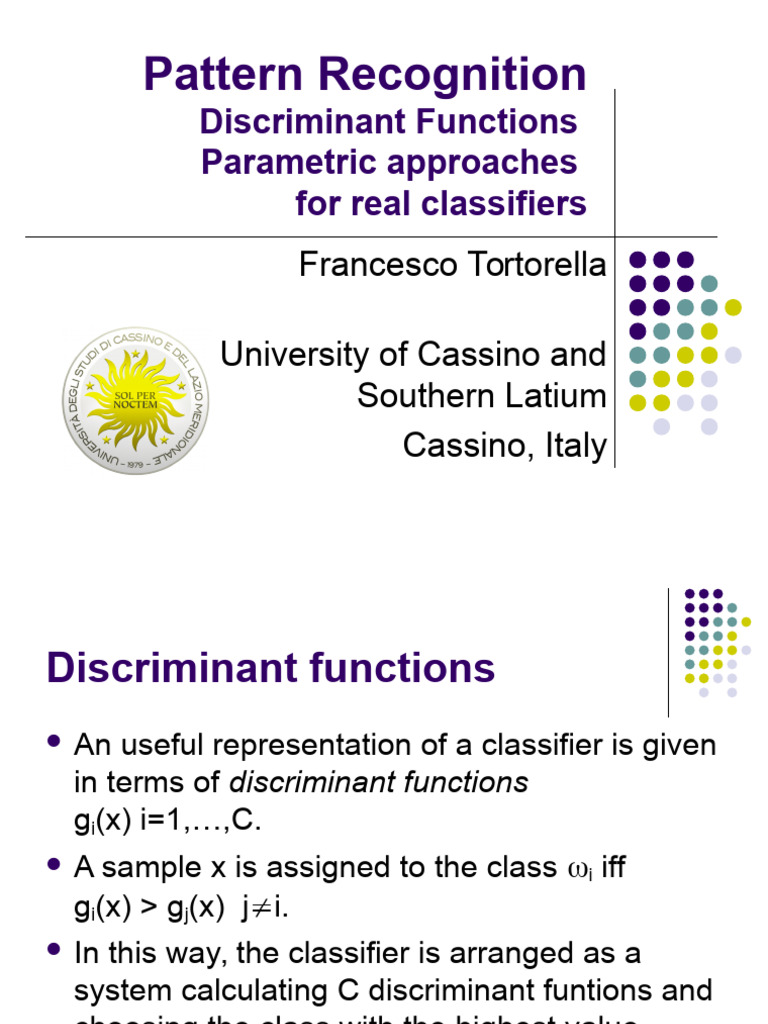 Lesson 2 - Discriminant Functions and Parametric Approaches | PDF ...