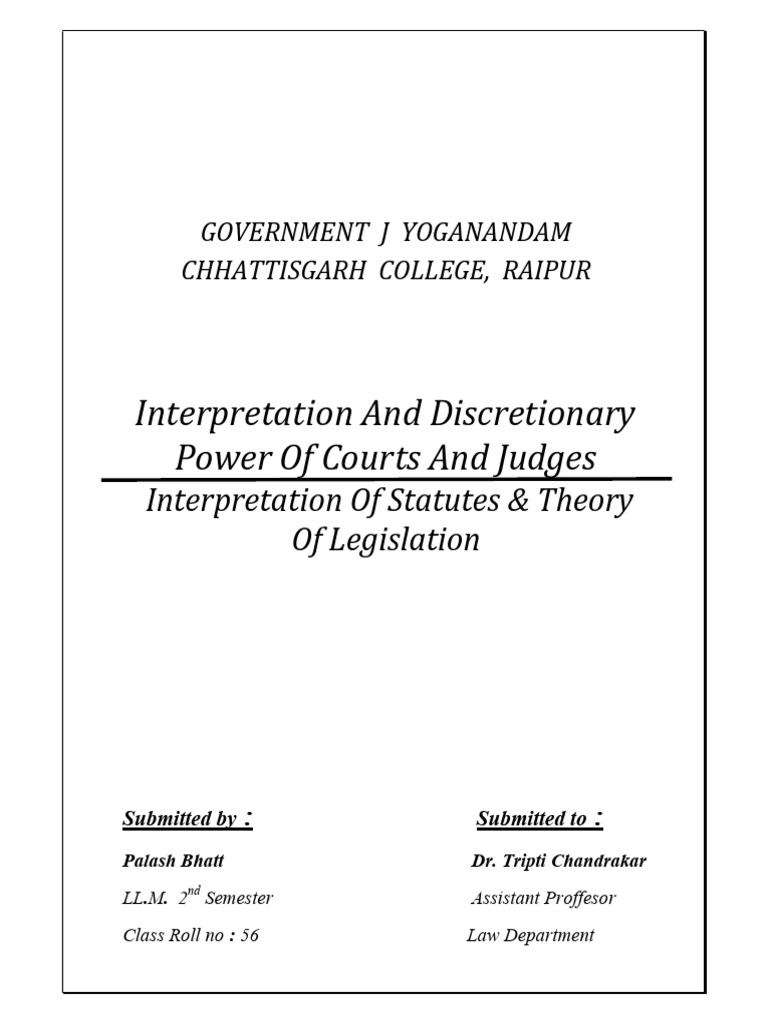 Interpretation and Discretionary Power of Courts and Judges | PDF
