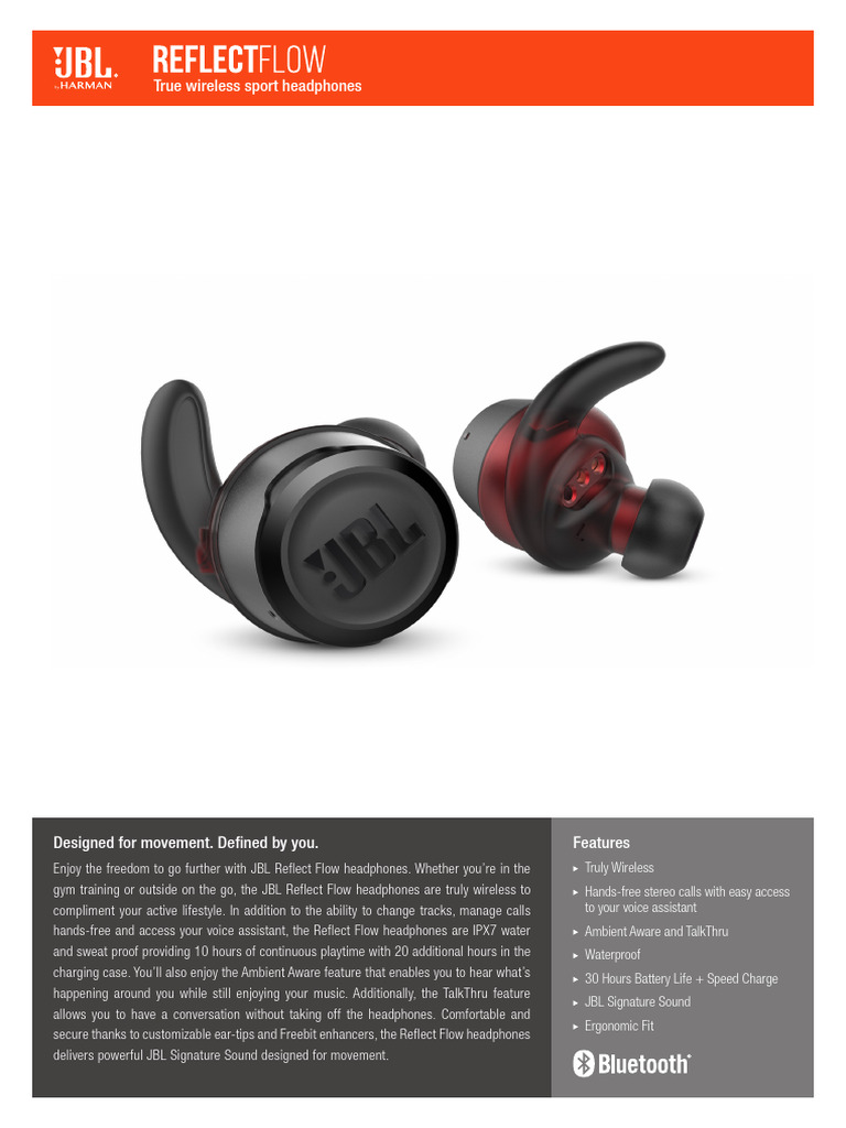 JBL Reflect FLOW Spec Sheet English | PDF