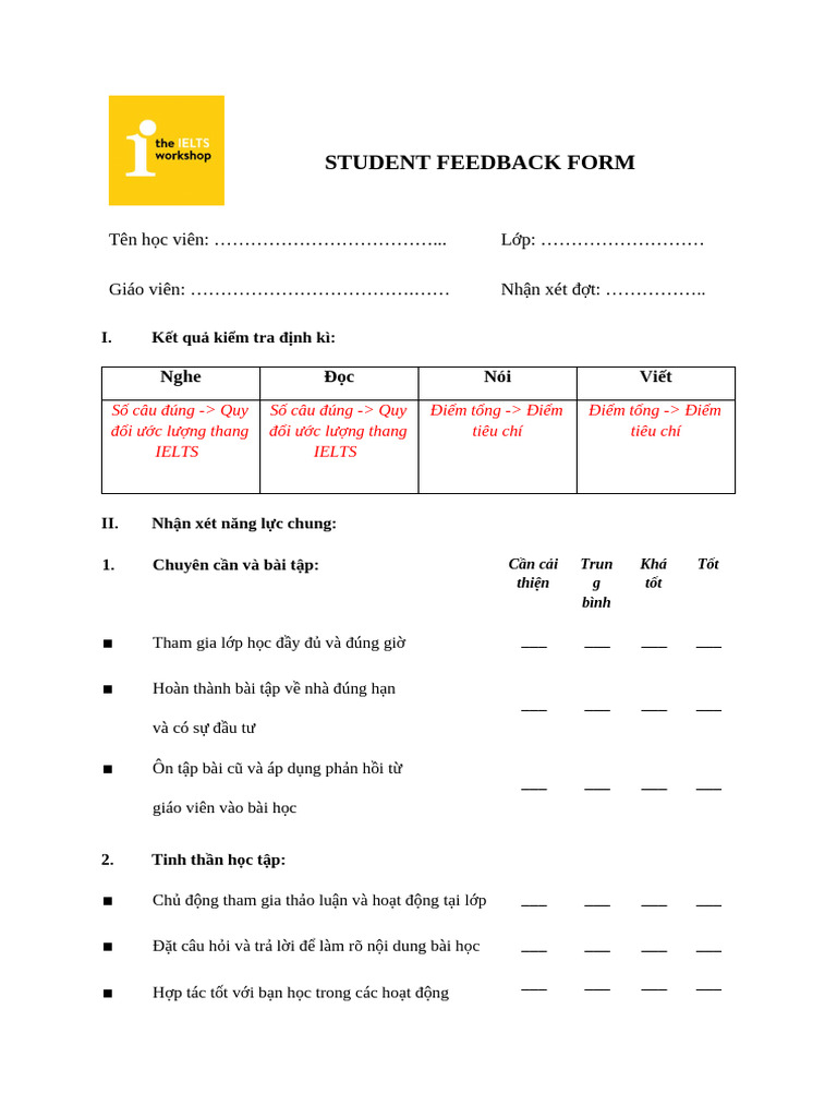 Student Feedback Form | PDF