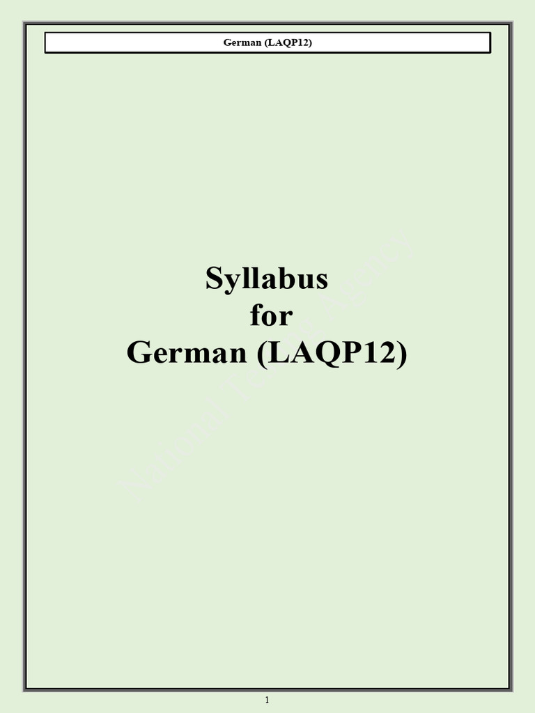 German Syllabus | PDF