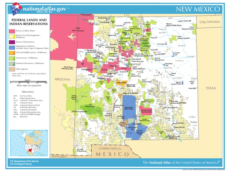 Map of New Mexico - Federal Lands and Indian Reservations | PDF | New ...