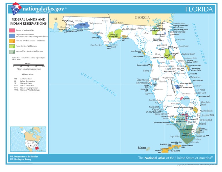 Map of Florida - Federal Lands and Indian Reservations | Florida ...