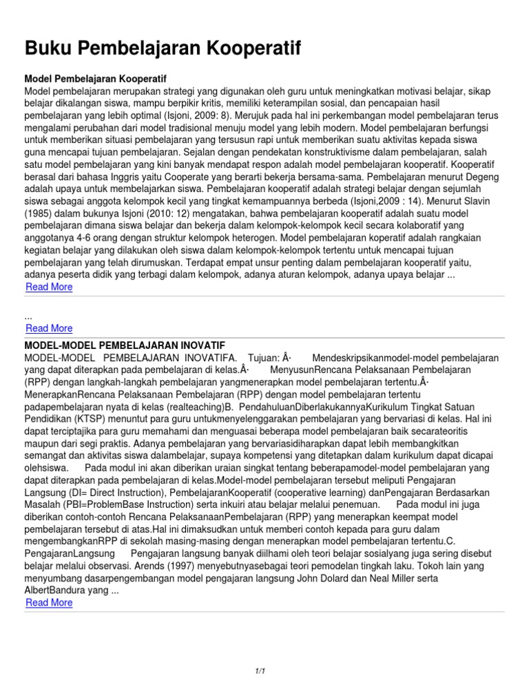 Buku Pembelajaran Kooperatif | PDF | Karier & Perkembangan