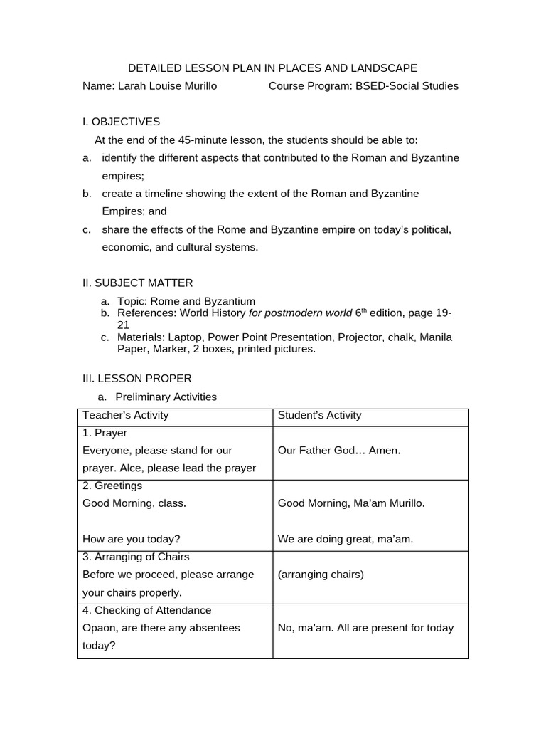 Detailed Lesson Plan in World History | PDF | Roman Empire | Byzantine ...