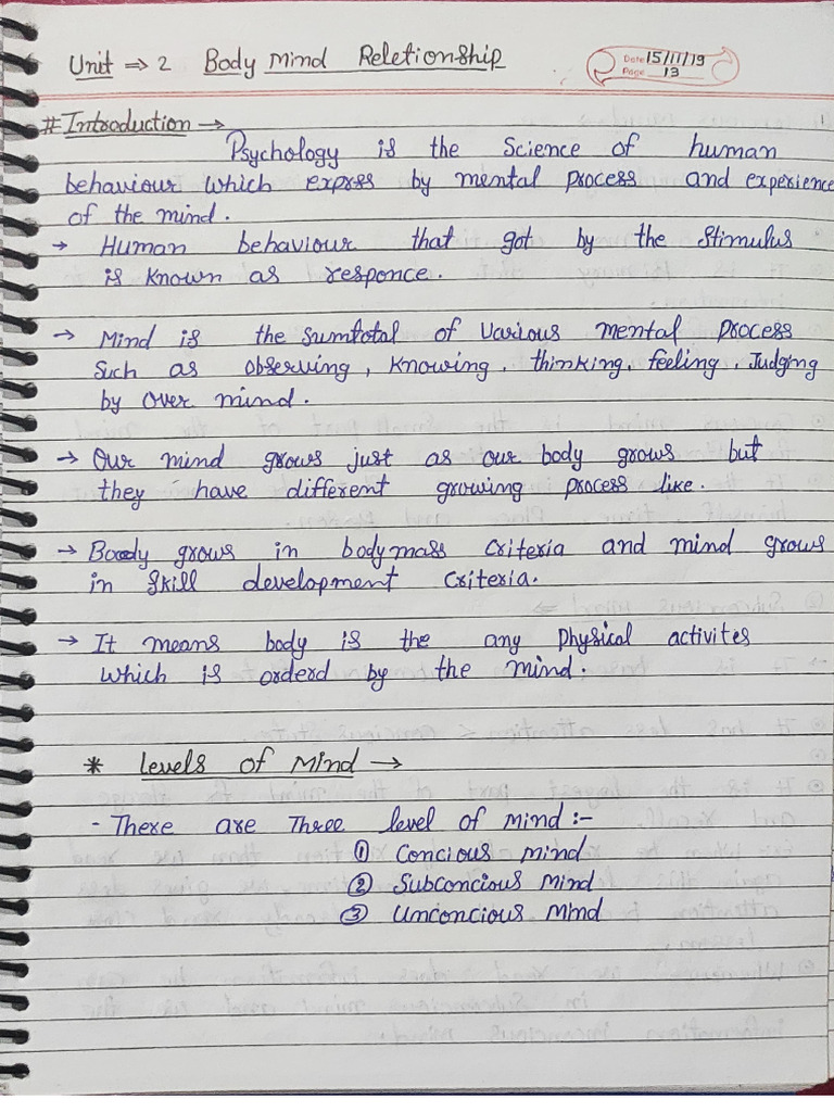 002 Unit-2 Body Mind Relationship | PDF