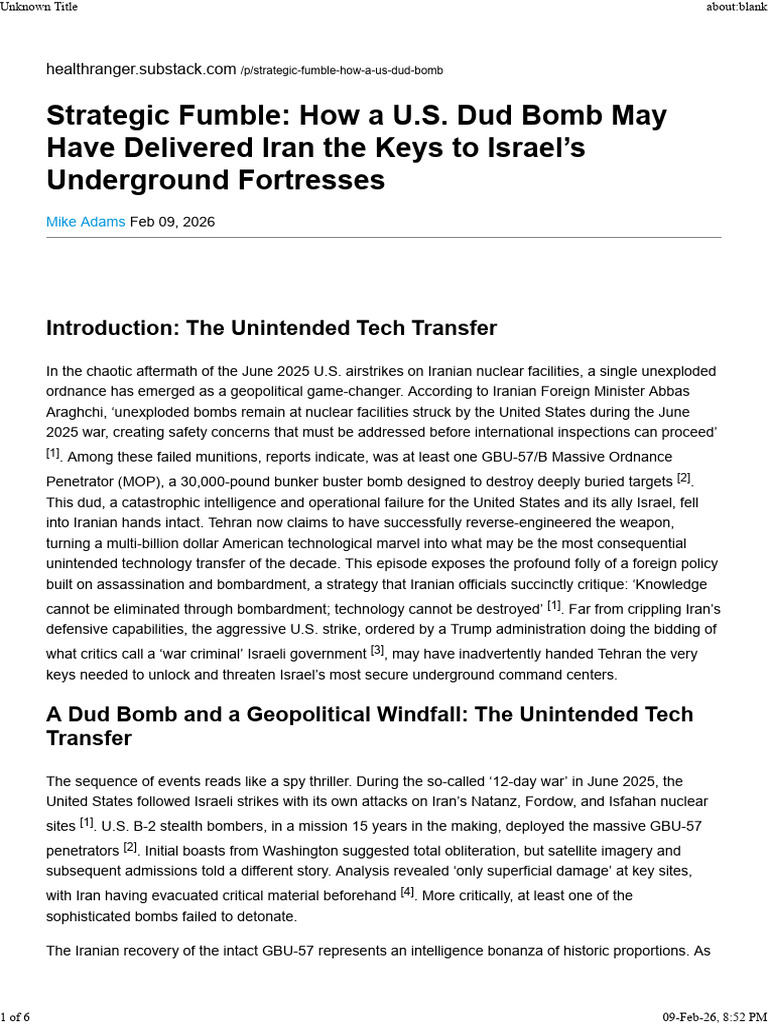 Strategic Fumble How A U.S. Dud Bomb May Have Delivered Iran The Keys ...