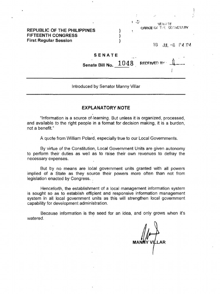 Republic of The Philippines Fifteenth Congress: First Regular Session | Download Free PDF ...