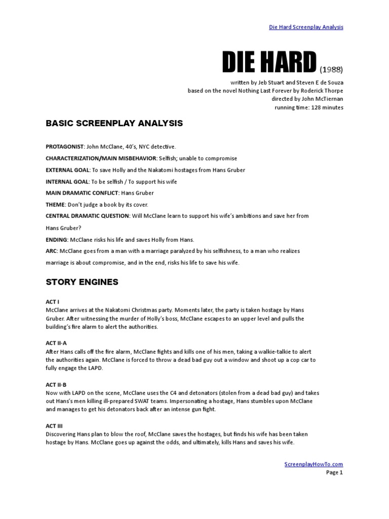 Die Hard Screenplay Analysis | PDF | Leisure | Violence