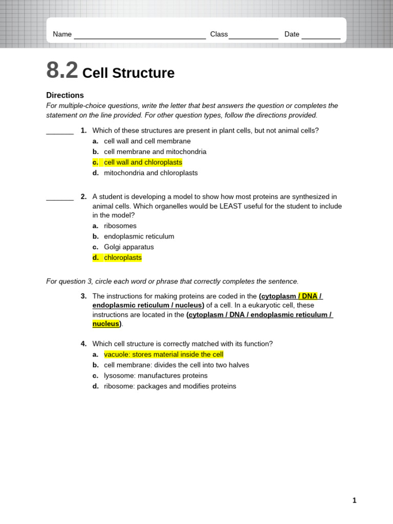 Revision Cell Organelles | PDF | Cell (Biology) | Cell Membrane
