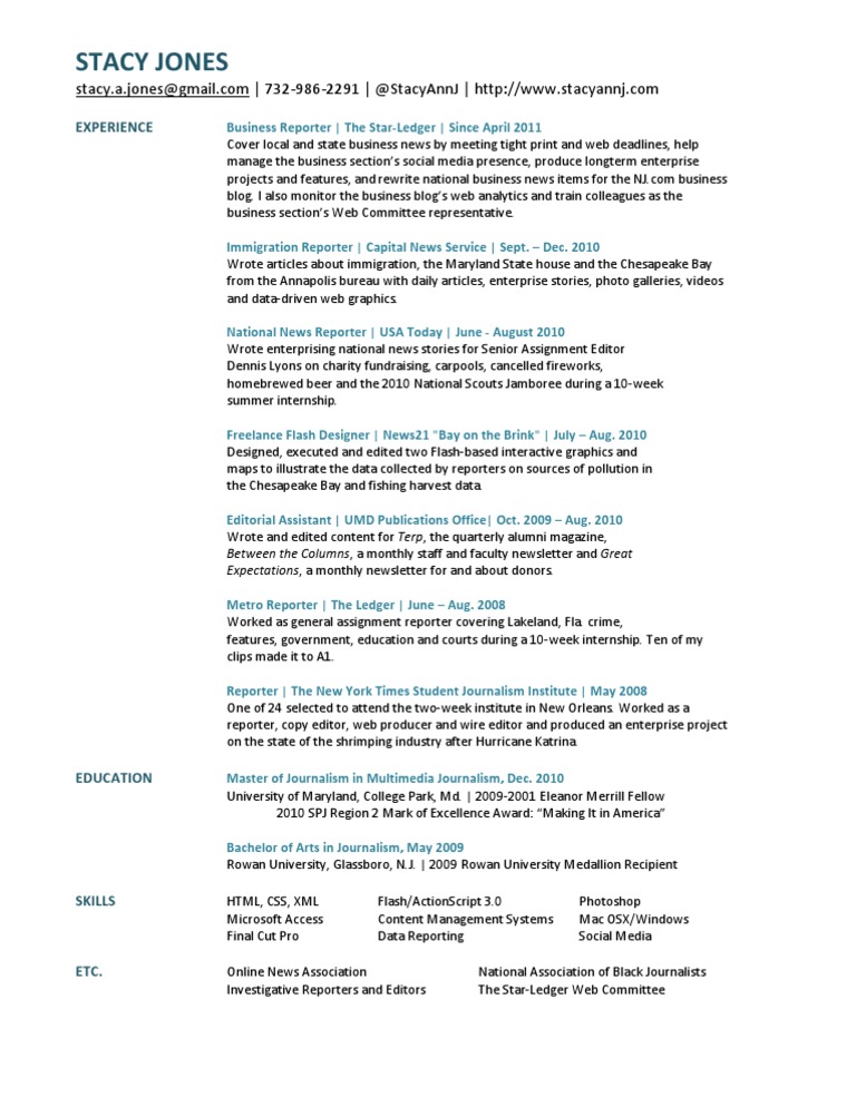 Stacy Jones Resume | PDF | Mass Media | Software