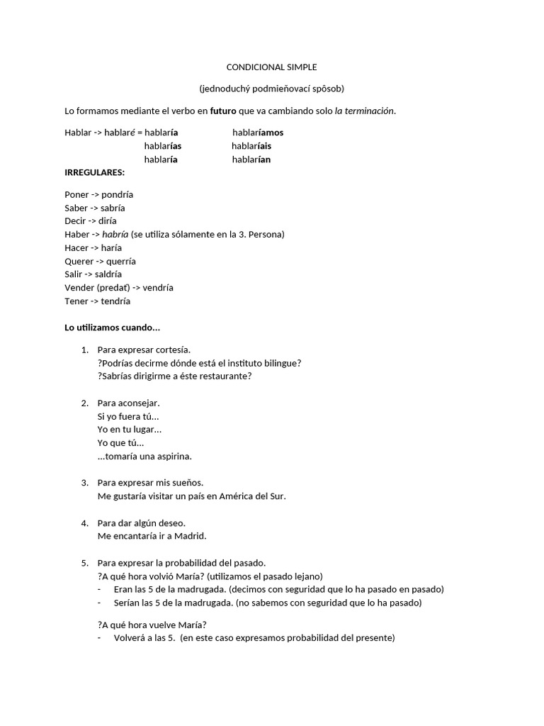 Condicional Simple | PDF