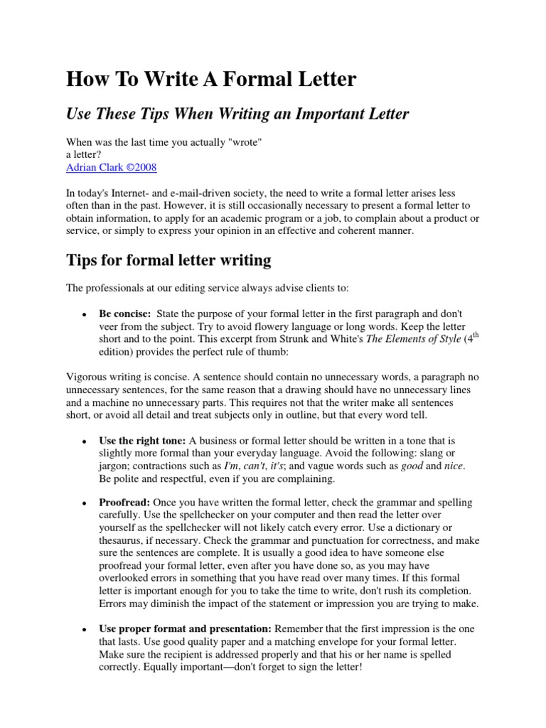 How To Write A Formal Letter | Download Free PDF | Linguistic ...