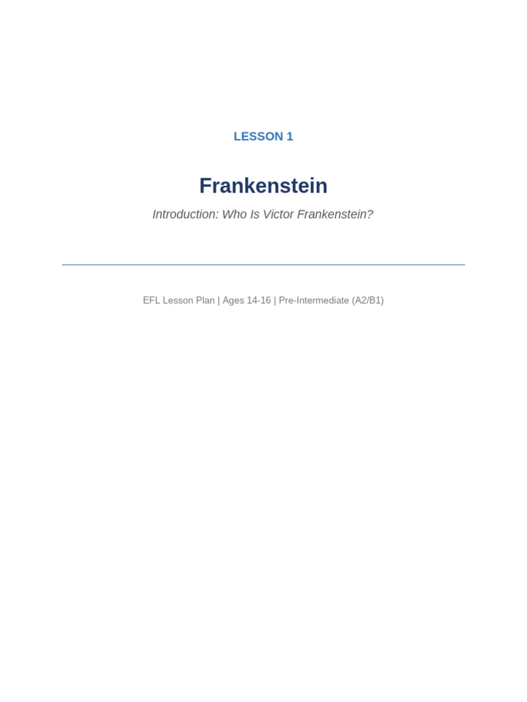 Lesson 1 Frankenstein Introduction | PDF | Frankenstein | Reading ...