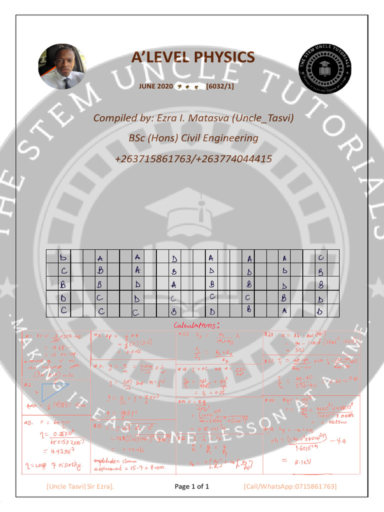 Uncle Tasvi Physics J2020P1 Marking Scheme. 2 | PDF