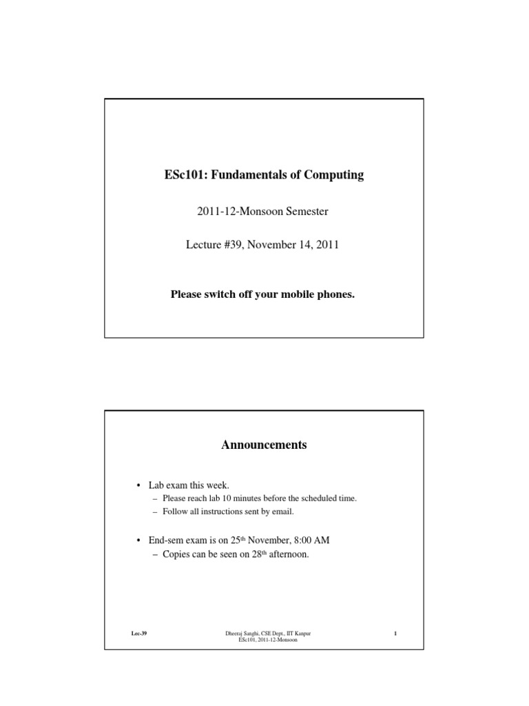 Esc101: Fundamentals of Computing Esc101: Fundamentals of Computing | PDF | Array Data Structure ...
