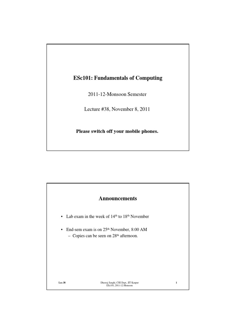 Esc101: Fundamentals of Computing Esc101: Fundamentals of Computing | PDF | Array Data Structure ...