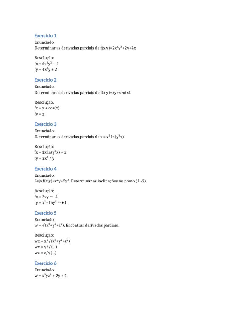 Lista Derivadas Resolvida | PDF