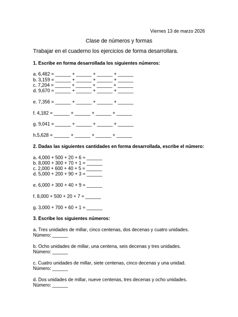 Clase de Numeros y Forma | PDF