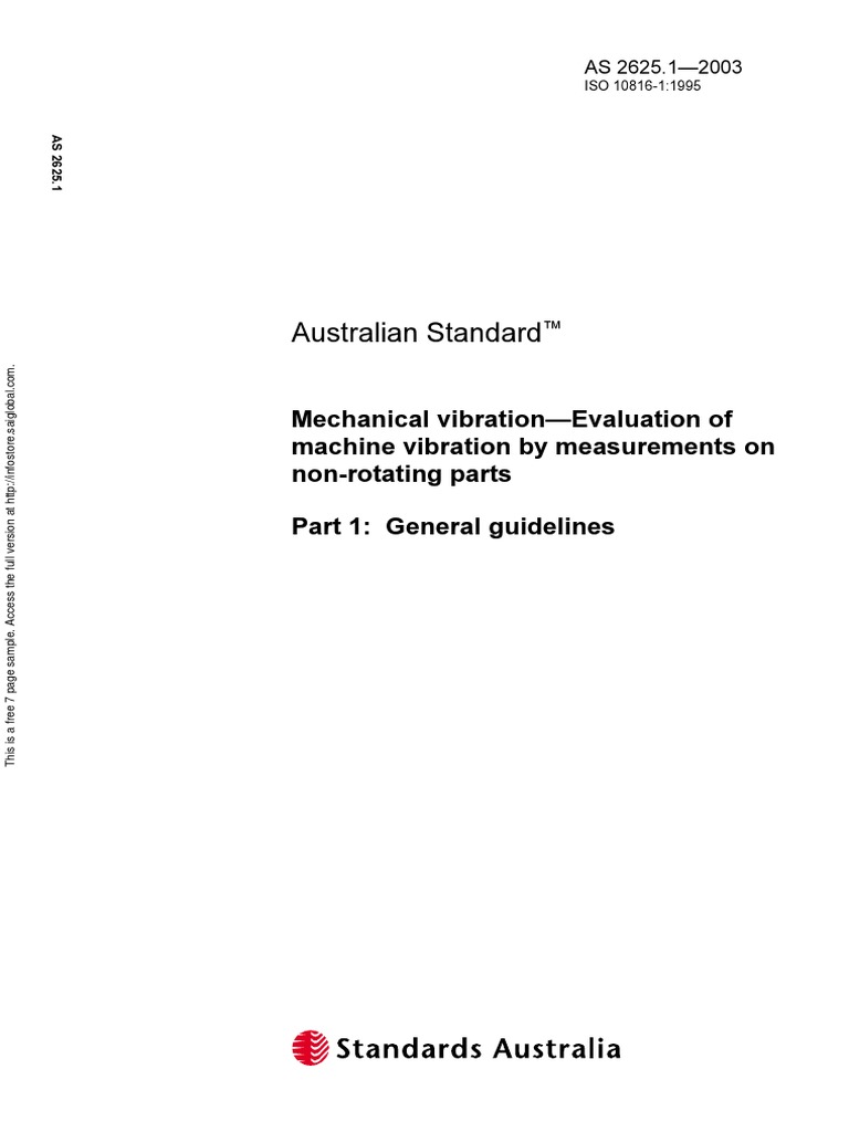 As 2625.1-2003 Mechanical Vibration - Evaluation of Machine Vibration ...