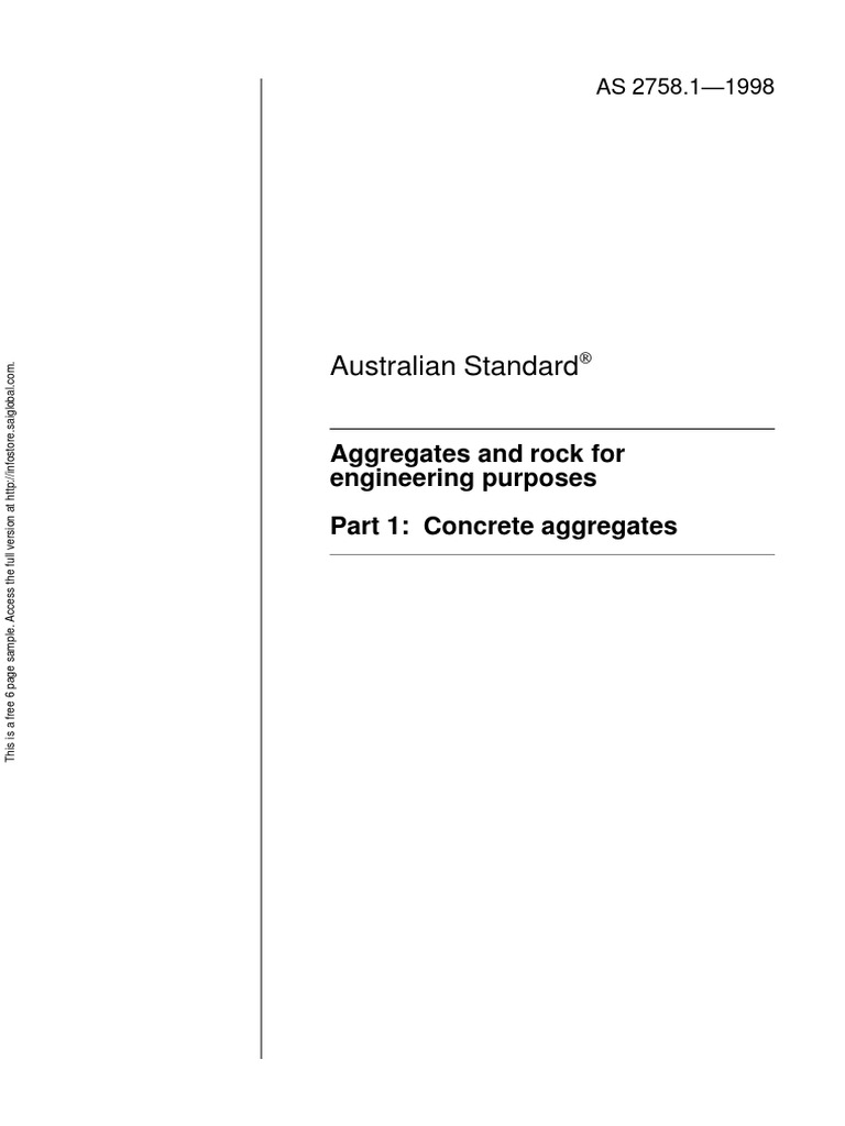 As 2758.1-1998 Aggregates and Rock For Engineering Purposes Concrete ...