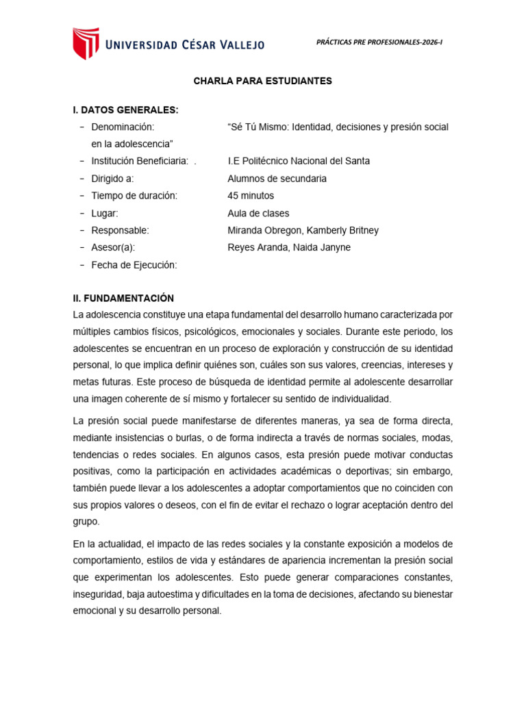 Charla Identidad - Removed | PDF | Adolescencia | Las emociones