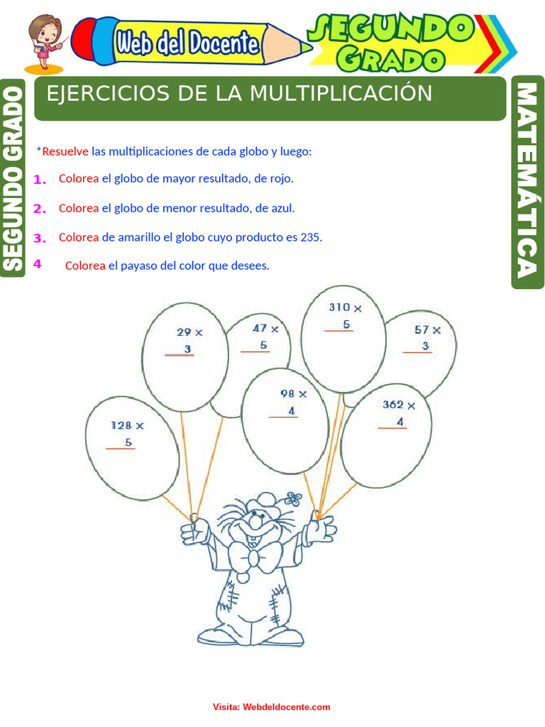 Ejercicios de Multiplicación para Segundo Grado de Primaria | PDF ...