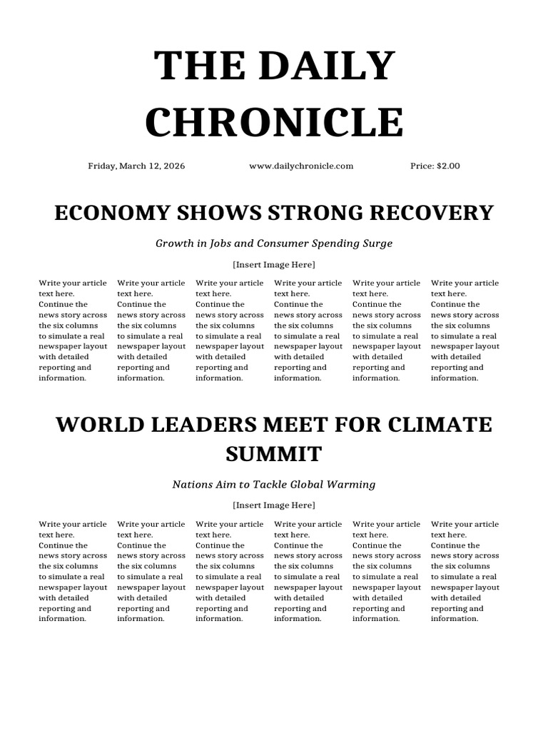 Newspaper Long Bond Template | PDF | News | Newspapers