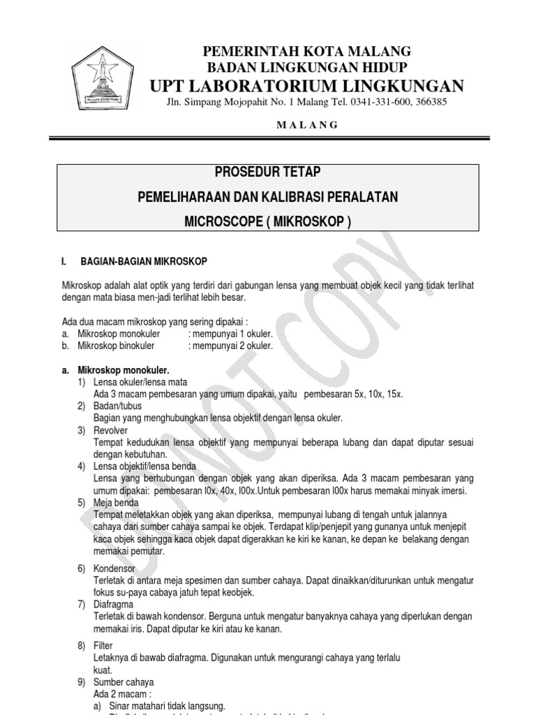 SOP Microscope | PDF